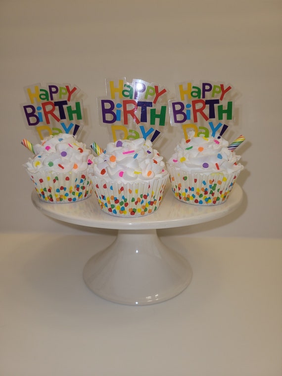 Happy Birthday Faux Cupcake Happy Birthday Sign Fake - Etsy