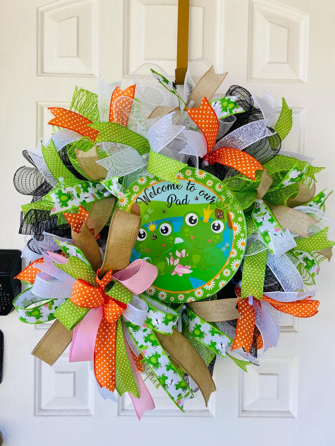 Frog Welcome Wreath for Front Door – “welcome to Our Pad” Mesh Wreath ...