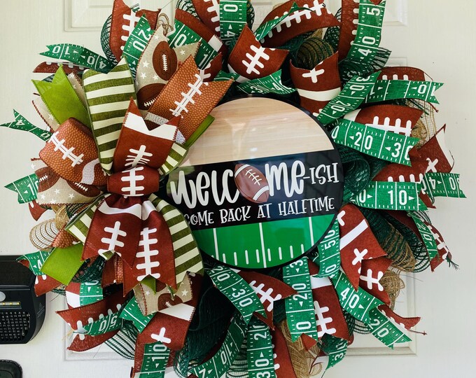 Football Welcome Wreath - Game Day Door Decor - “welcome-ish Come Back ...
