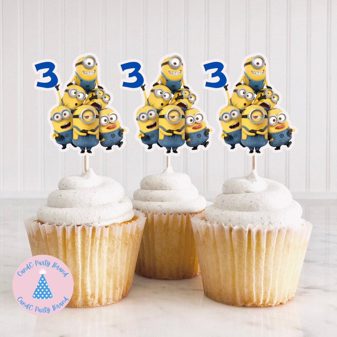 Minions Birthday Cupcake Toppers Minion Decorations Minion - Etsy