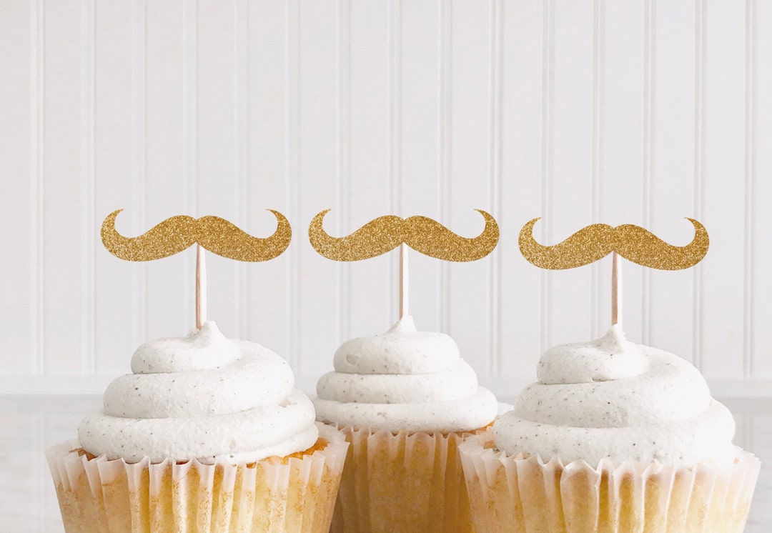 Glittered Mustache Cupcake Toppers, Cute Little Man Cupcake Toppers ...