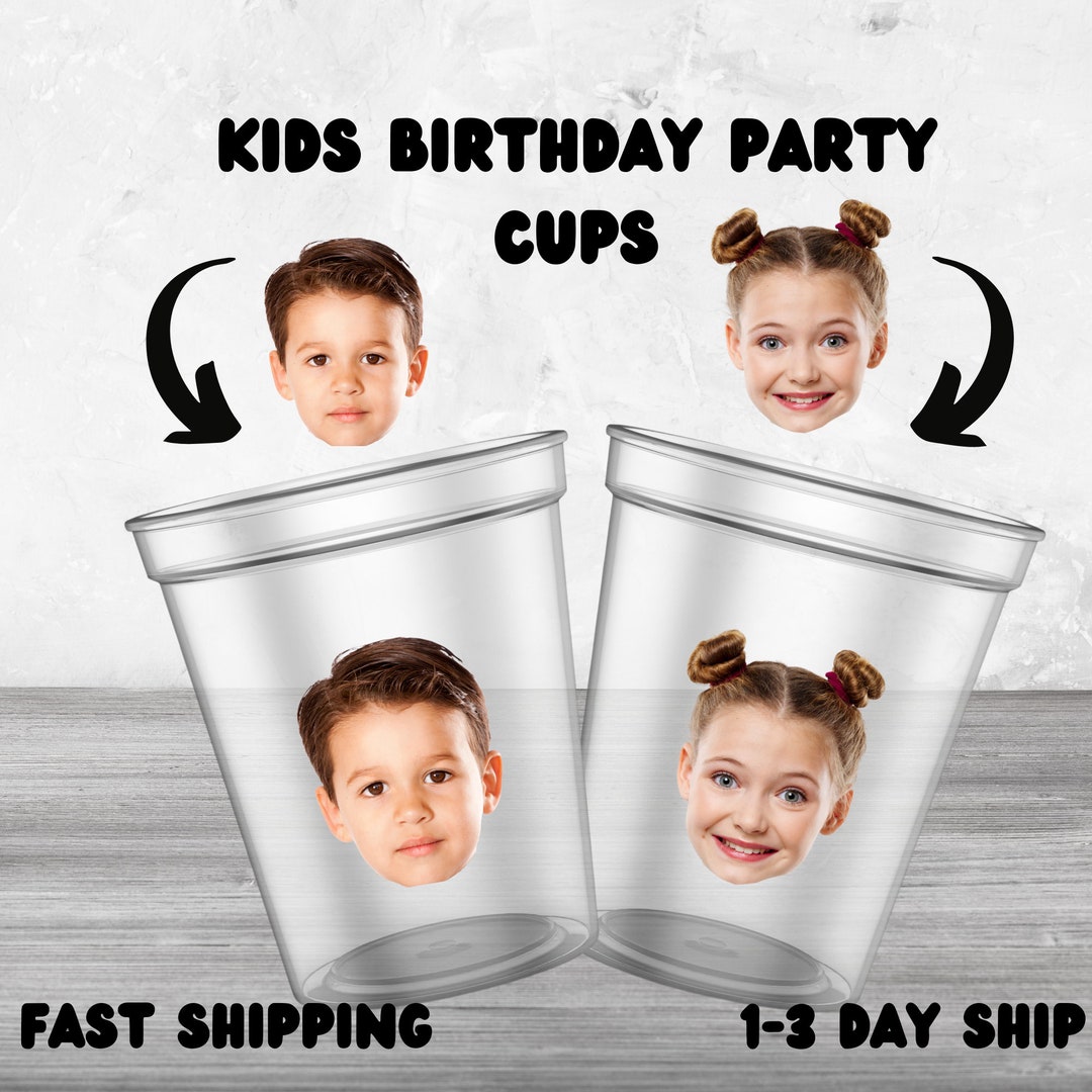 Kids Custom Face Party Cups, Birthday Party Cups, Party Favors Kids ...