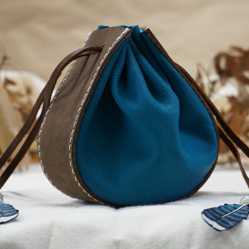 Leather Drawstring Pouch - Etsy
