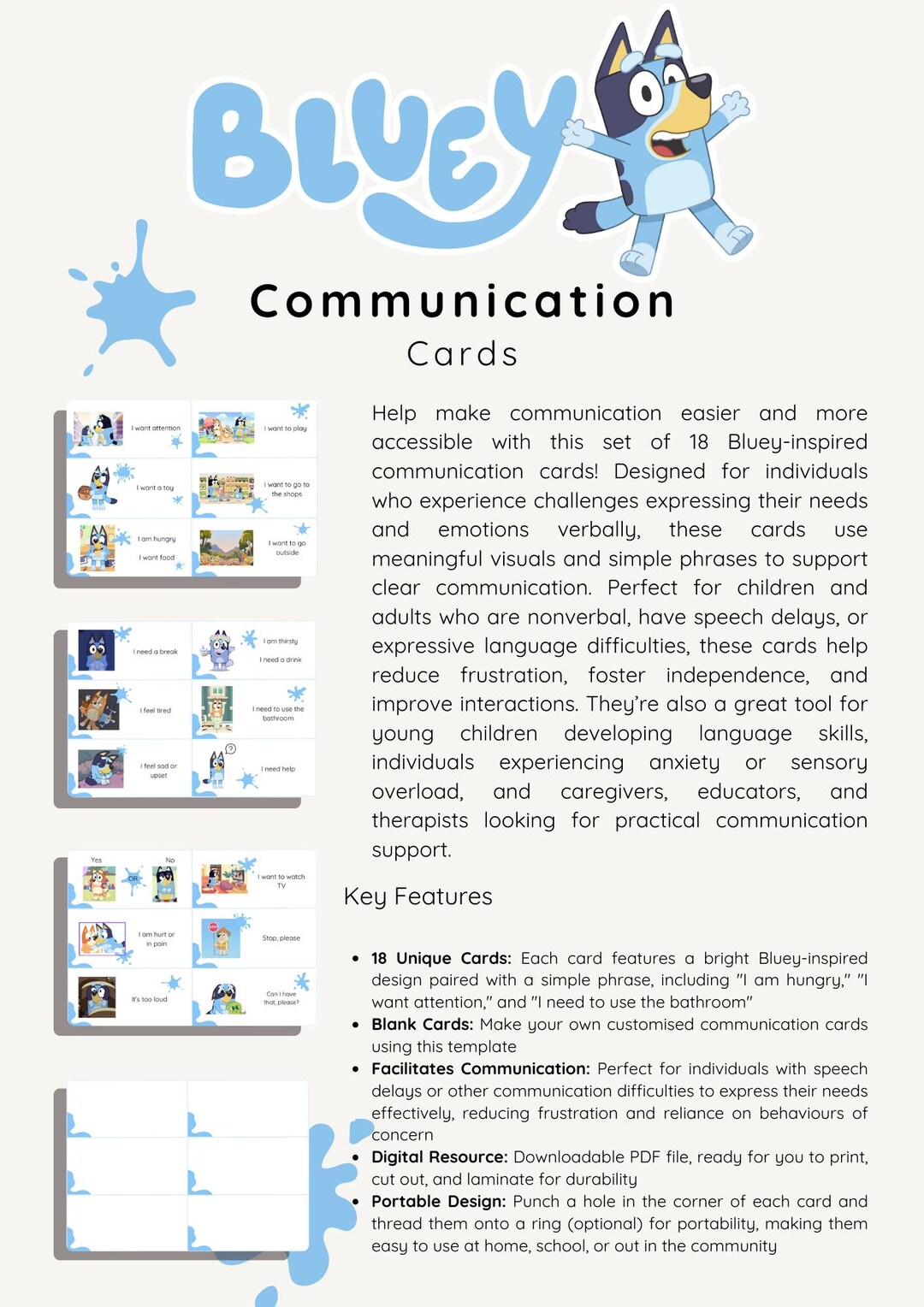 Bluey Communication Cards - Etsy UK