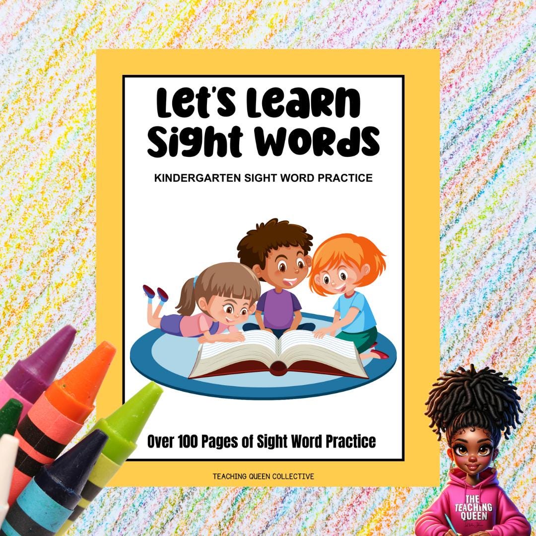 Kindergarten Sight Word Workbook for Teachers 100 Pages of Sight Word ...