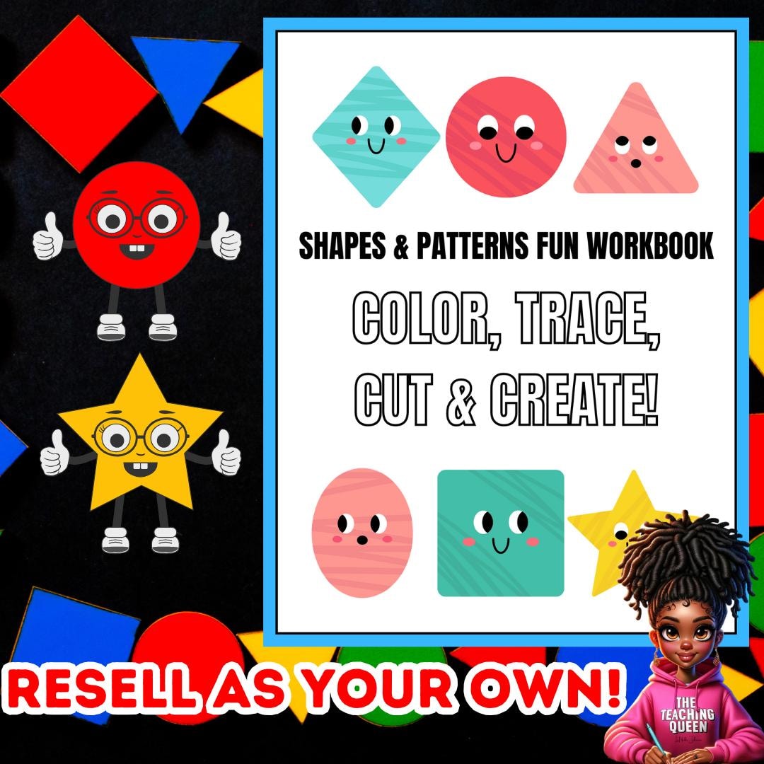Shapes and Patterns Activity Workbook for Kids Color, Trace, Connect ...