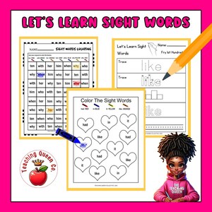 Kindergarten Sight Word Workbook for Teachers 100 Pages of Sight Word ...