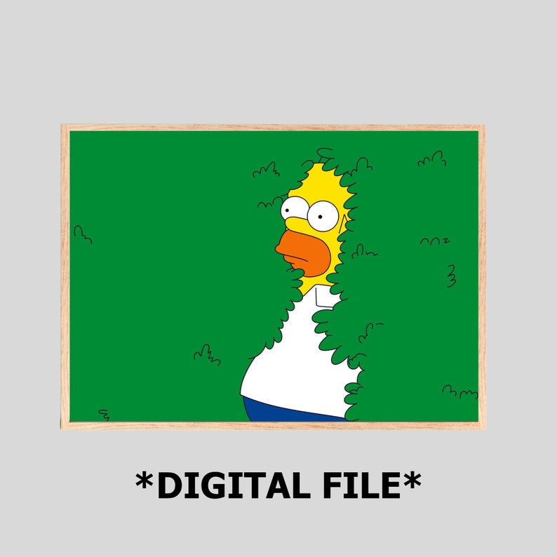 DIGITAL Simpsons A3 Poster Simpsons Wall Art Homer in the Bushes ...
