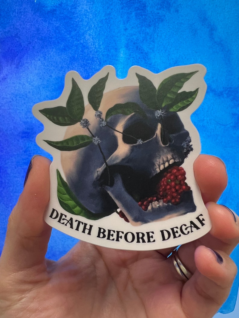 Death Before Decaf Vinyl Sticker Coffee Nerd Sticker Coffee - Etsy