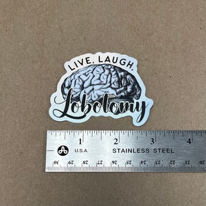 Live, Laugh, Lobotomy Frosted Holographic Sticker, Dark Humor Sticker ...