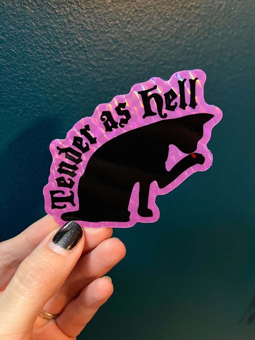 Holographic Tender as Hell Sticker, Pirate Cat Sticker - Etsy