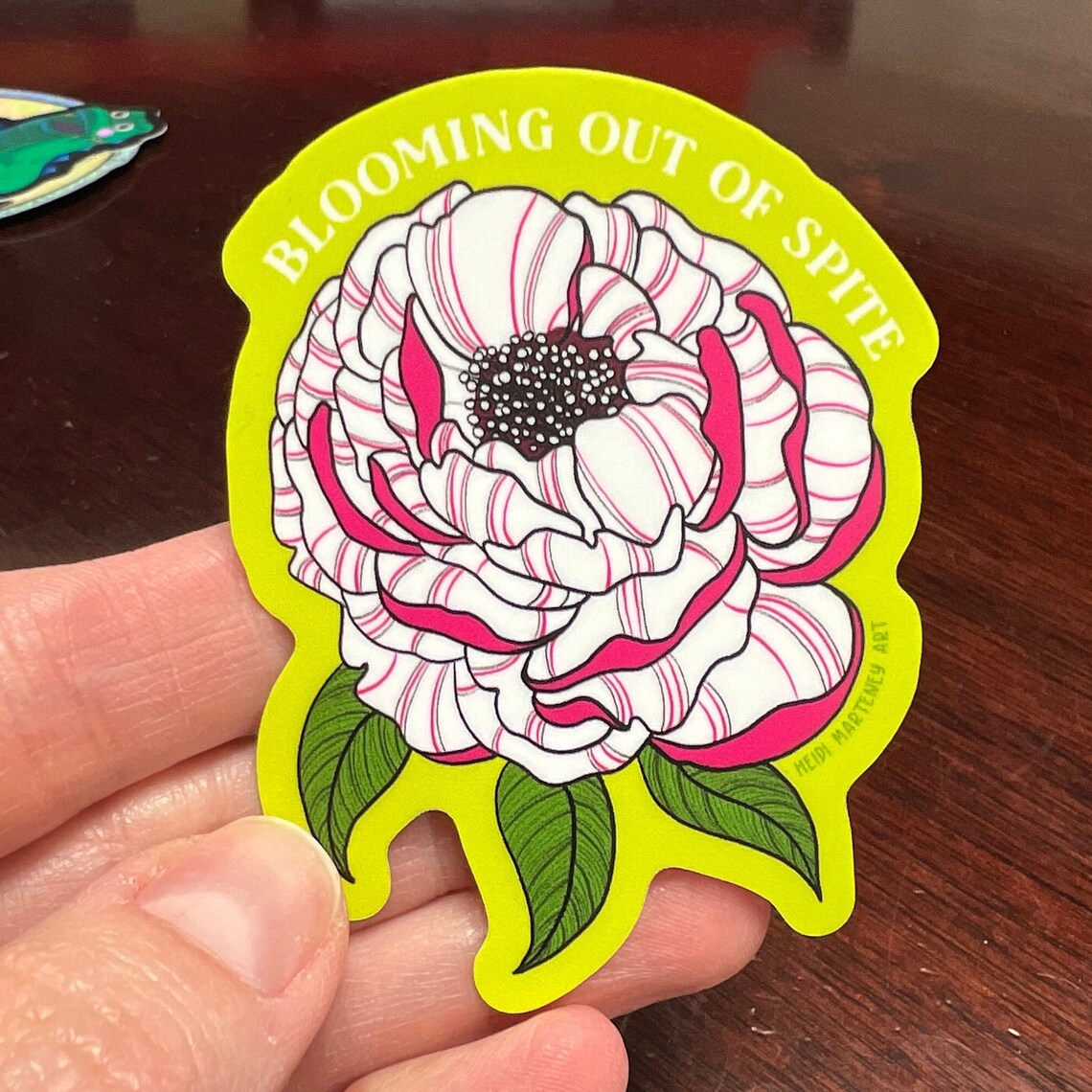 Blooming Out of Spite Sticker Peony Vinyl Sticker Flora - Etsy