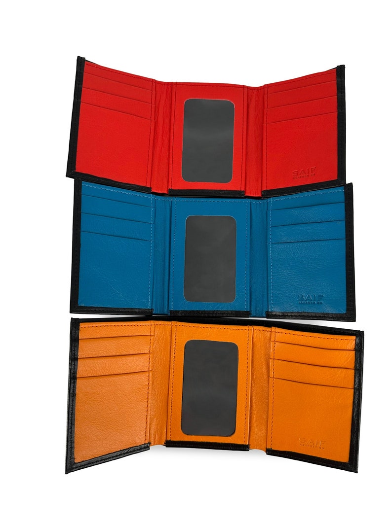 Genuine Leather Trifold Wallet: Slim Colorful Wallet With ID Window ...
