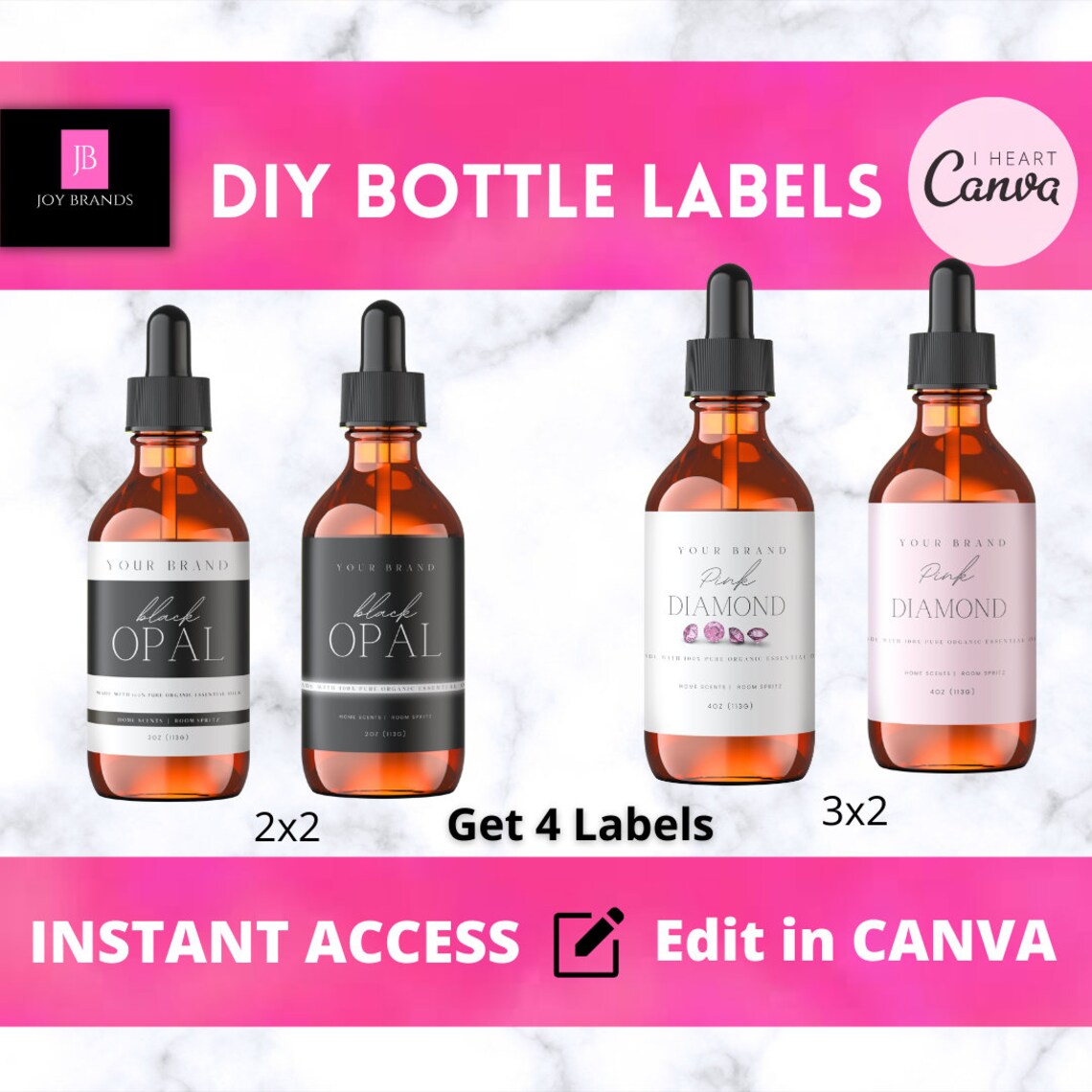 BOTTLE LABEL Template, Editable Product Label Template, 2x2 3x2 DIY ...