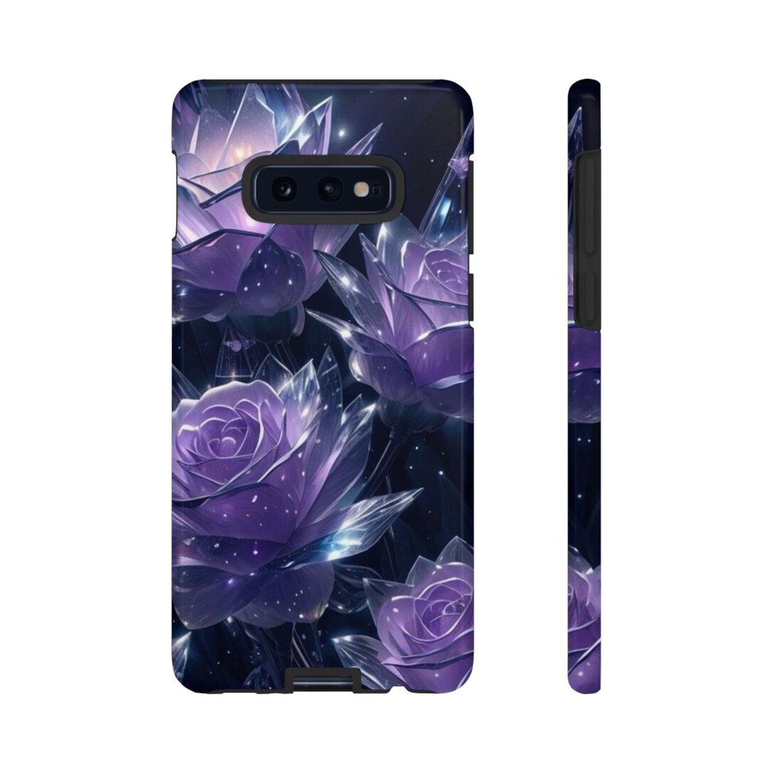 Floral Tough Case With Purple Roses & Starry Galaxy Background for ...
