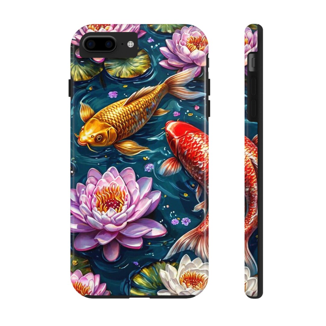 Golden Kol Lotus Bloom Tranquil Water Golden Fish Tough Phone Case for ...