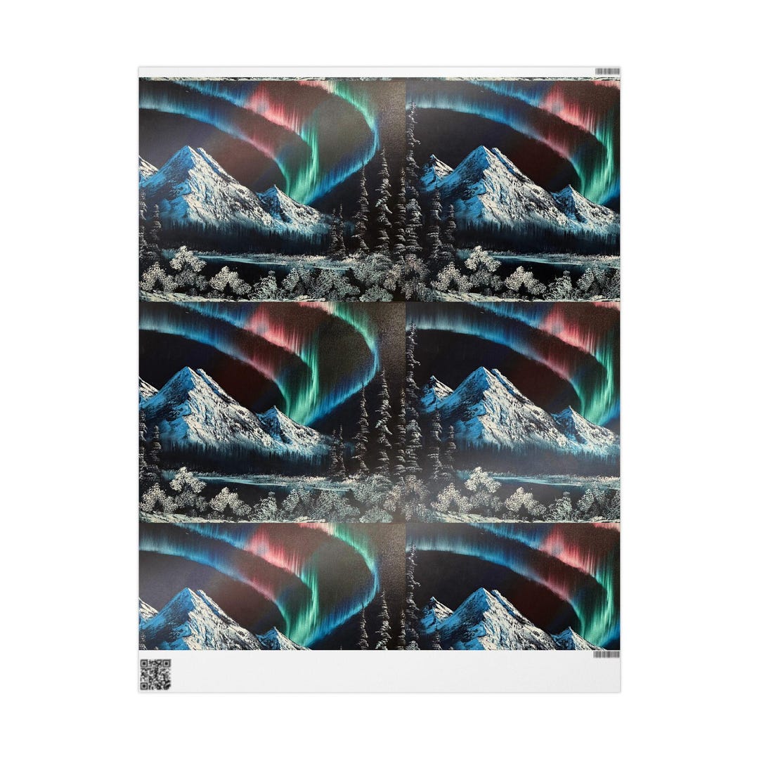 Northern Lights Christmas Wrapping Paper - Aurora Borealis Winter Scene ...