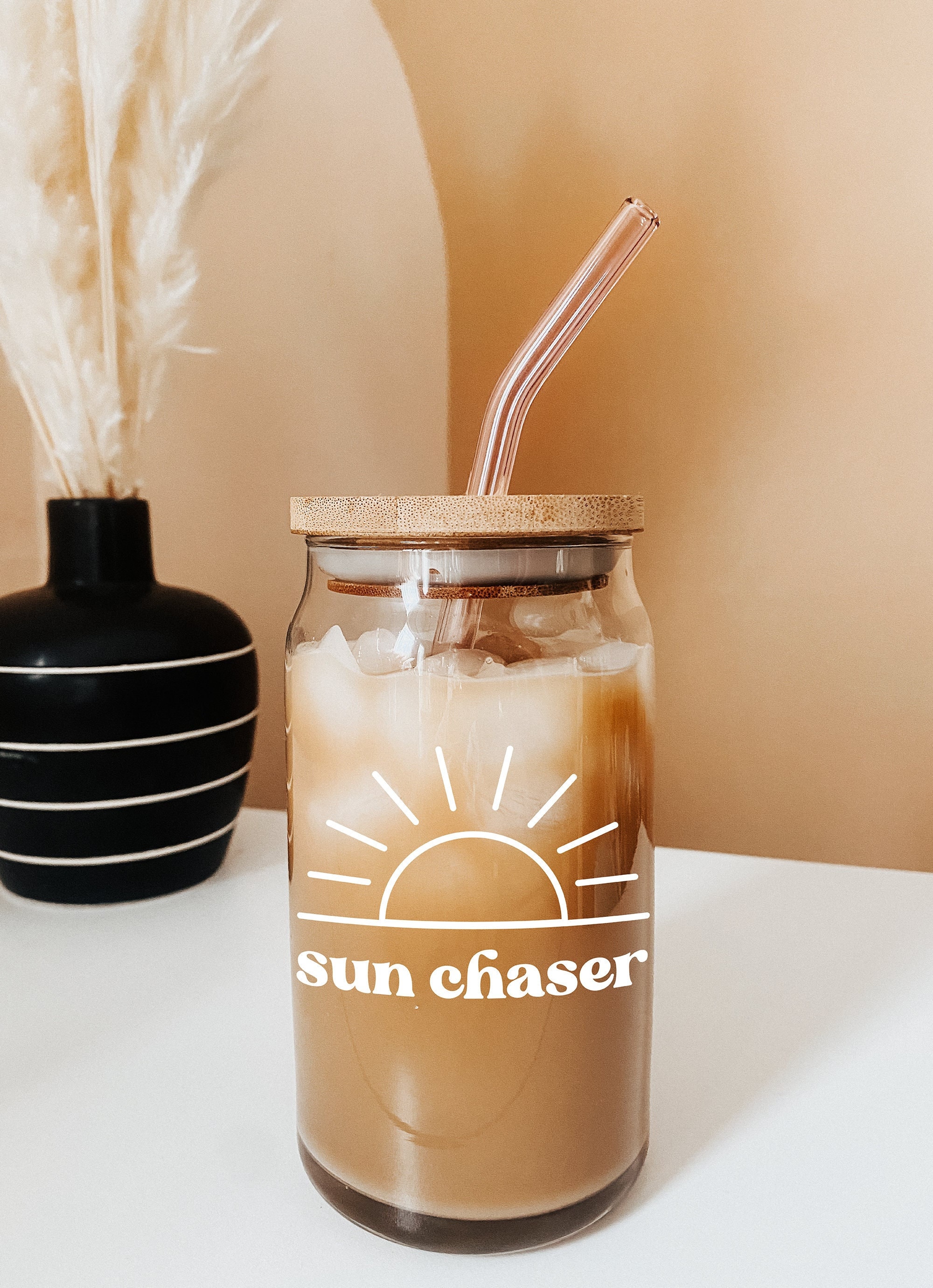 Sun Chaser Iced Coffee Glass Beer Can Glass Boho Gift - Etsy