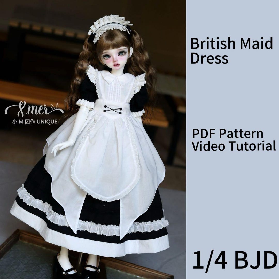 小mer BJD 1/4 BJD DOLL Patterns - British Maid Dress With Apron-no Seam ...