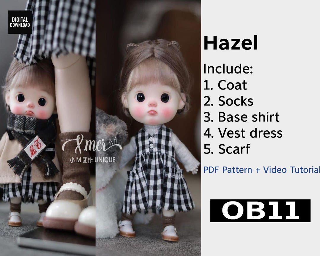 小mer OB11 Patterns Jacket Dress and Base Shirt Set -hazel--no Seam ...