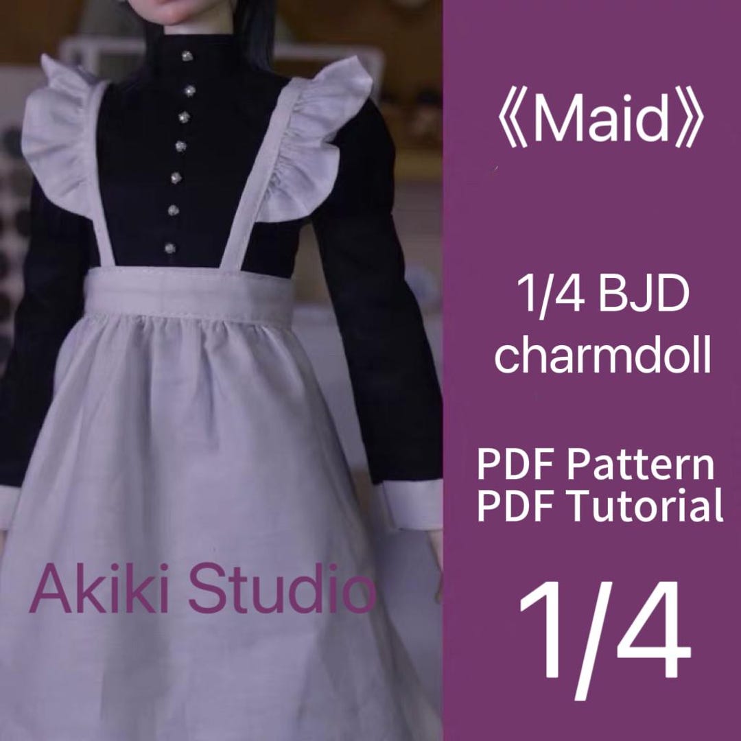 阿吉 BJD 1/4 DOLL Cloth Patterns Dress- Maid Dress Afternoon Tea Time - Etsy