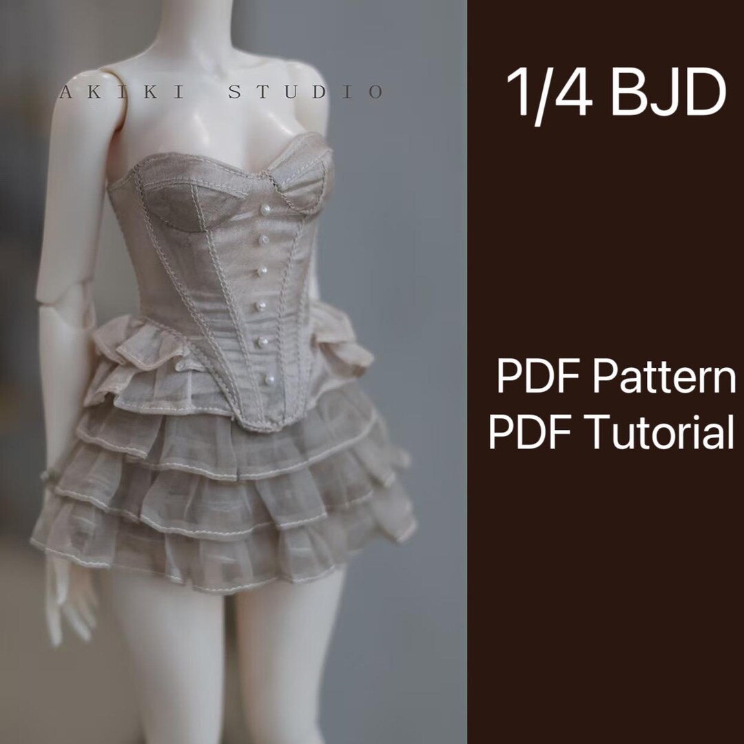 阿吉 BJD 1/4 DOLL Patterns Corset and Dress 4 Pieces. - Etsy