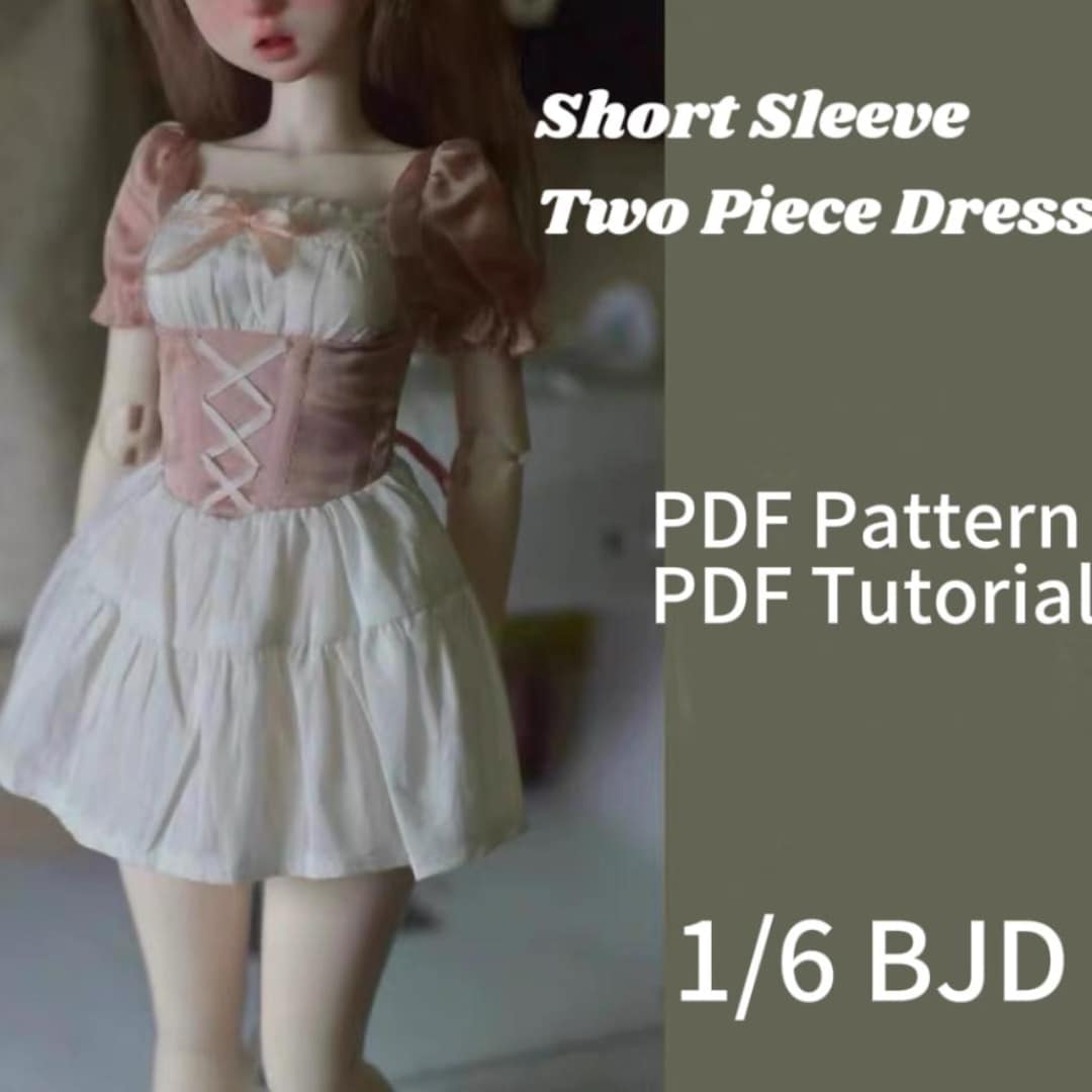 阿吉 BJD 1/6 Yosd BJD DOLL Patterns Shortsleeve Two-piece Dress Pattern ...