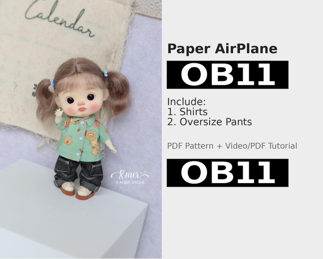 小mer OB11 DOLL Patterns Paper Airplane - No Seam Allowance Included - Etsy