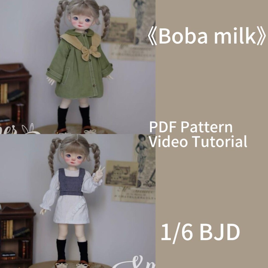 小mer BJD 1/6 BJD DOLL Patterns Boba Milk Cap-no Seam Allowance Included ...