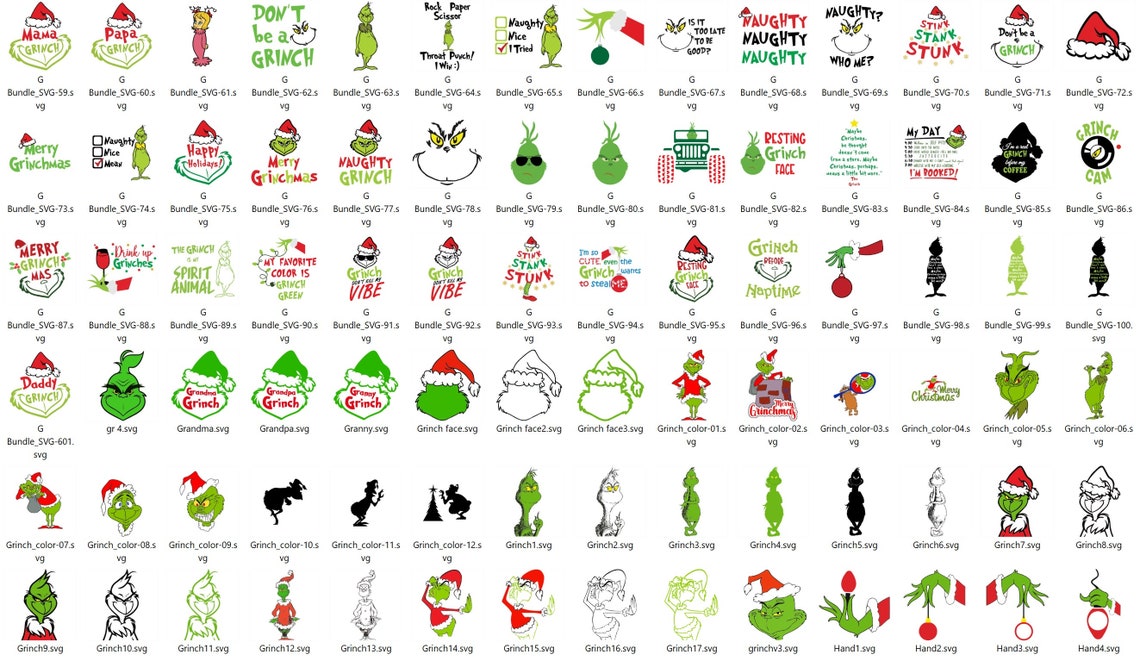 175 Digital Files SVG PNG DXF For: the Grinch Bundle - Etsy