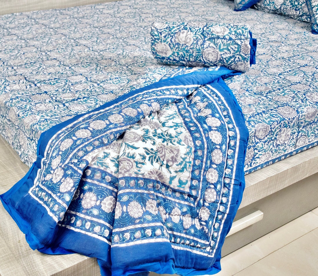 Cotton Razai ,hand Block Print Razai Blanket, Ethnic Winter Warm Razai ...