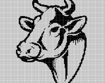 CROCHET! Cow Head 2 Crochet Afghan Pattern Graph - Etsy