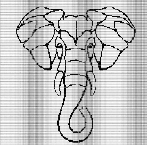 Geometric Elephant Head Crochet Afghan Pattern Graph | Etsy