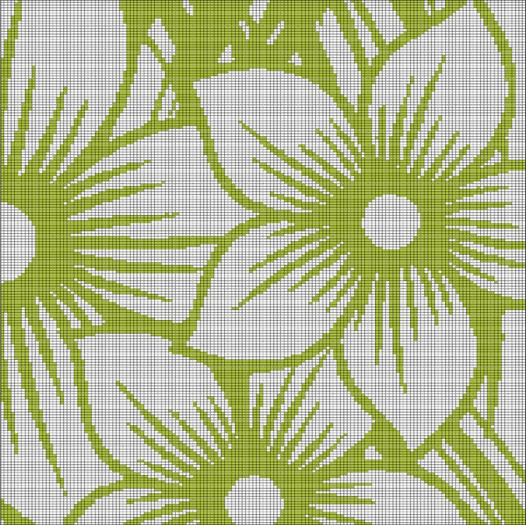 Lime Green Flower Crochet Afghan Pattern Graph - Etsy