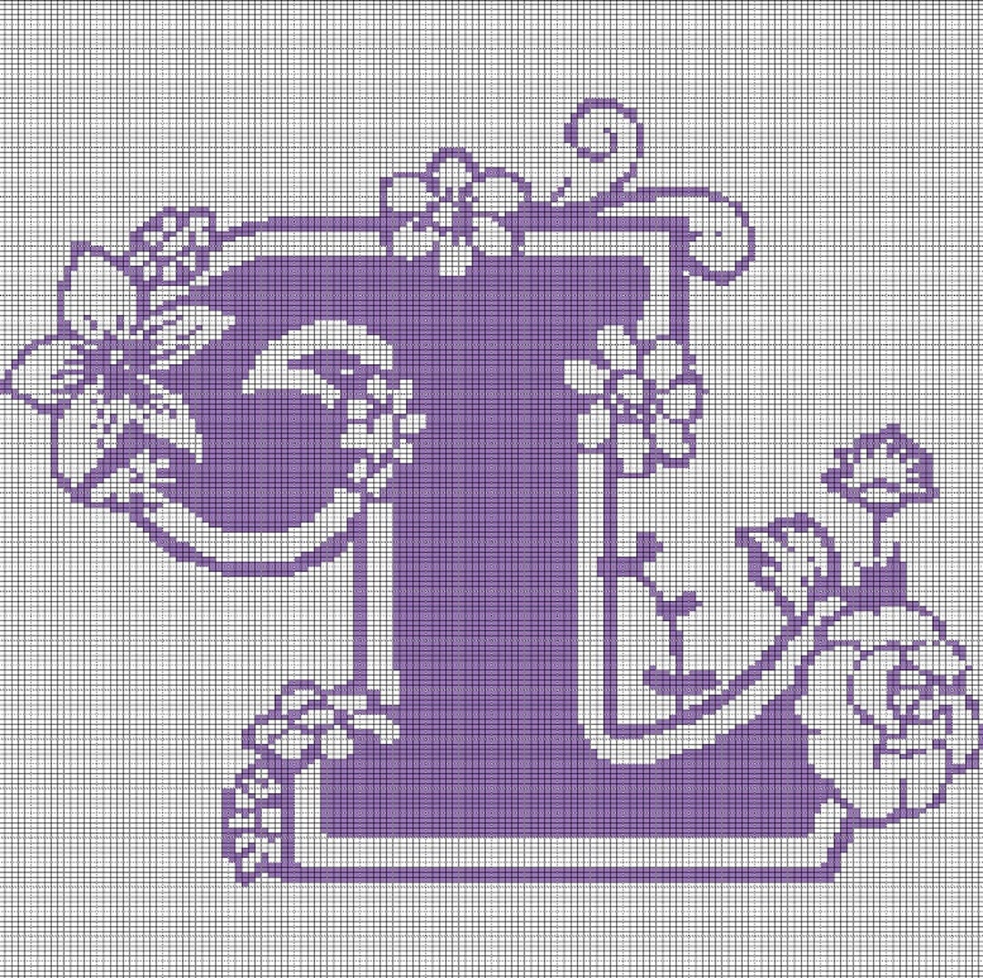 Monogram L Flower Crochet Afghan Pattern Graph - Etsy