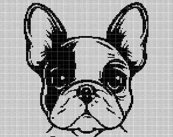 French Bulldog Head 2 Crochet Afghan Pattern Graph - Etsy