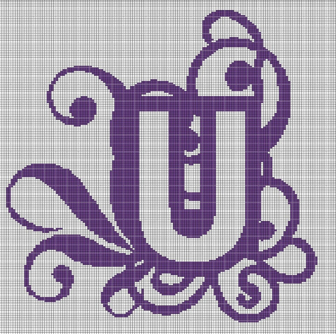 Monogram U Crochet Afghan Pattern Graph - Etsy