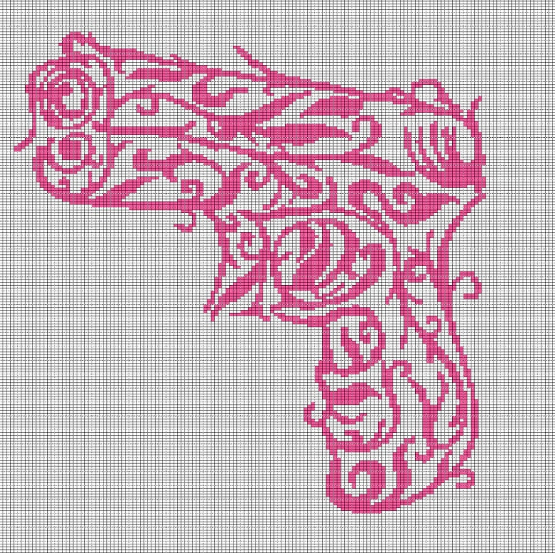 Pink Gun Crochet Afghan Pattern Graph - Etsy