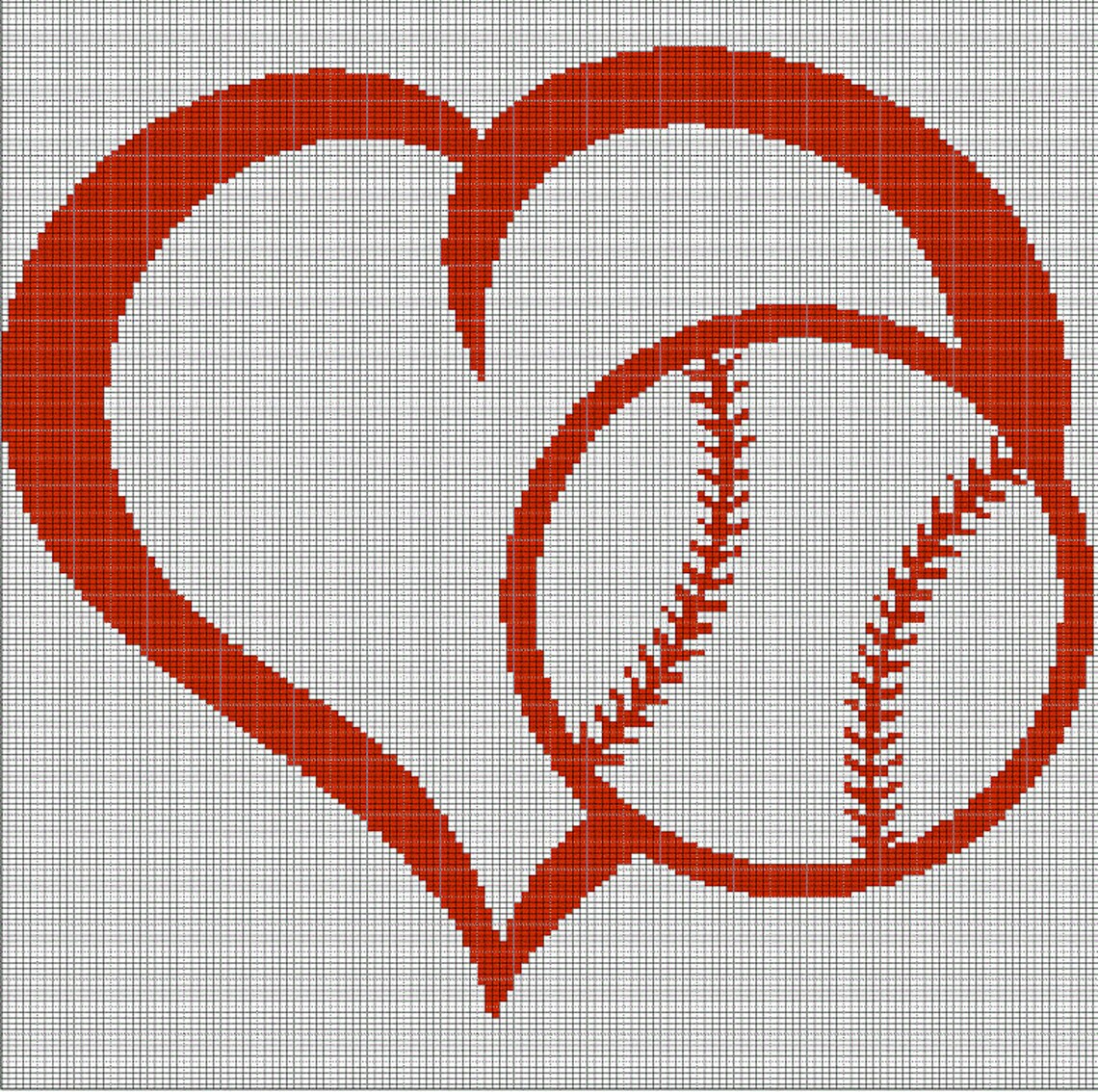 Love Baseball 2 Crochet Afghan Pattern Graph | Etsy