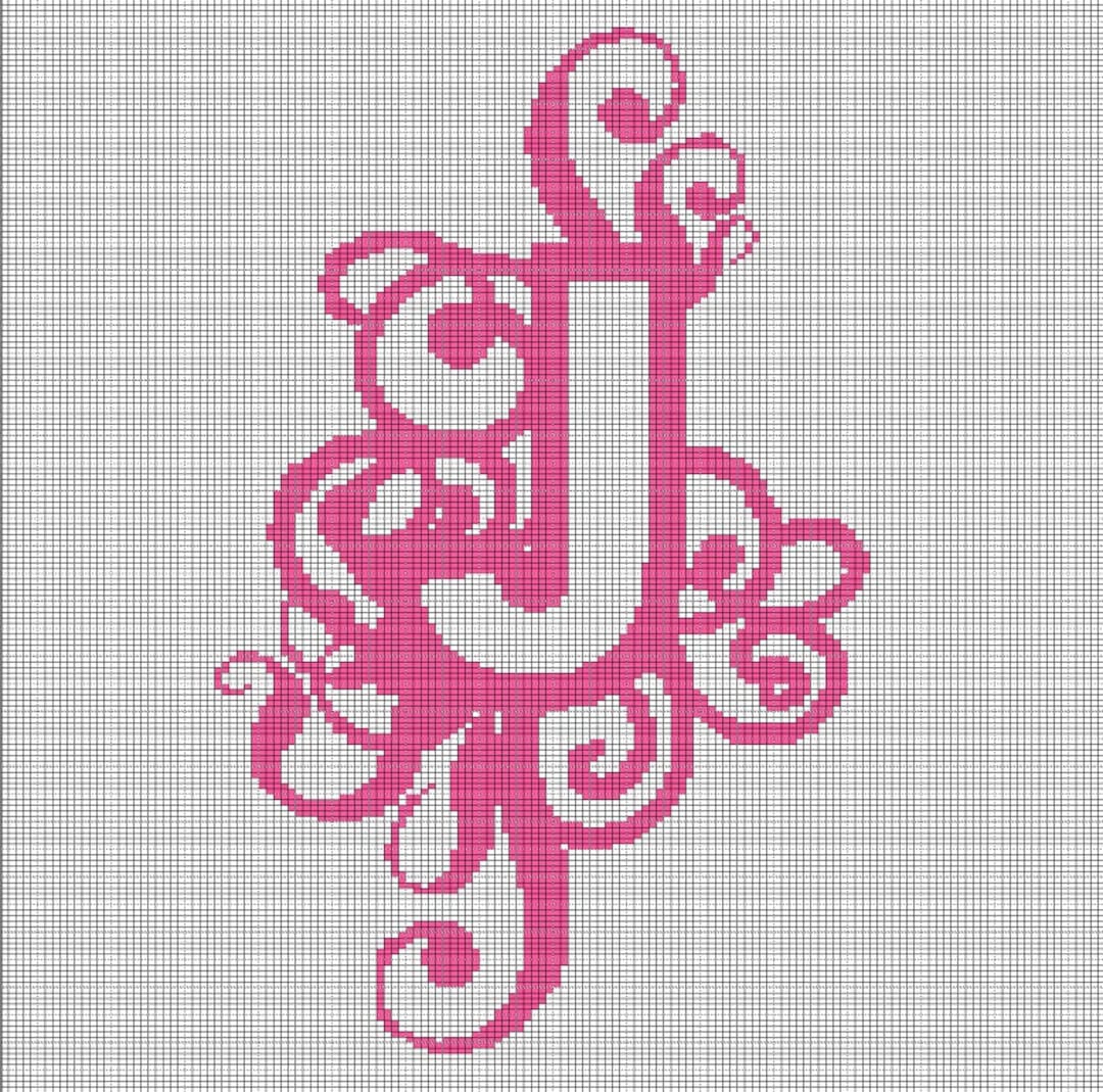 Monogram J Crochet Afghan Pattern Graph - Etsy