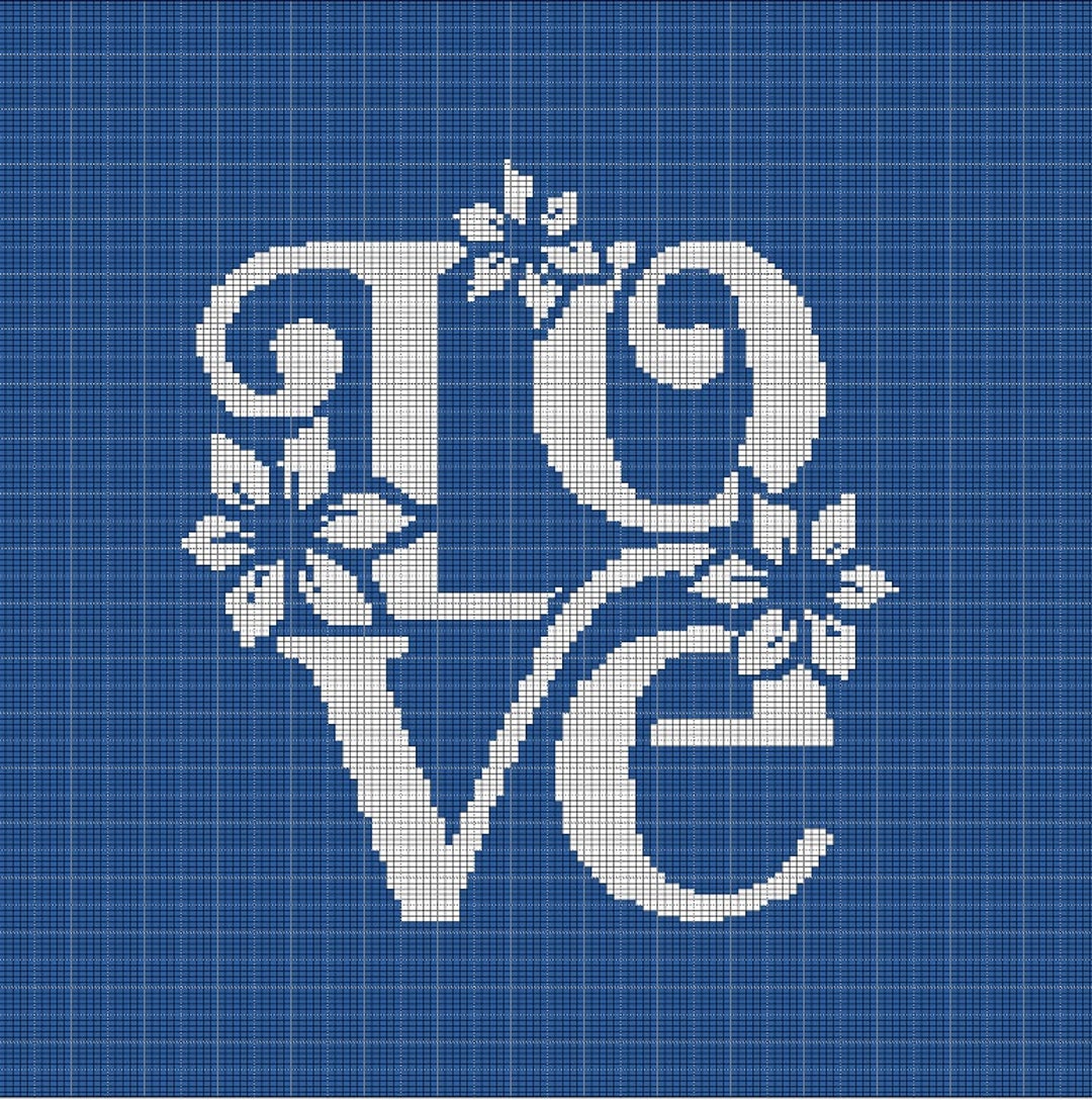 Blue Love Crochet Afghan Pattern Graph - Etsy