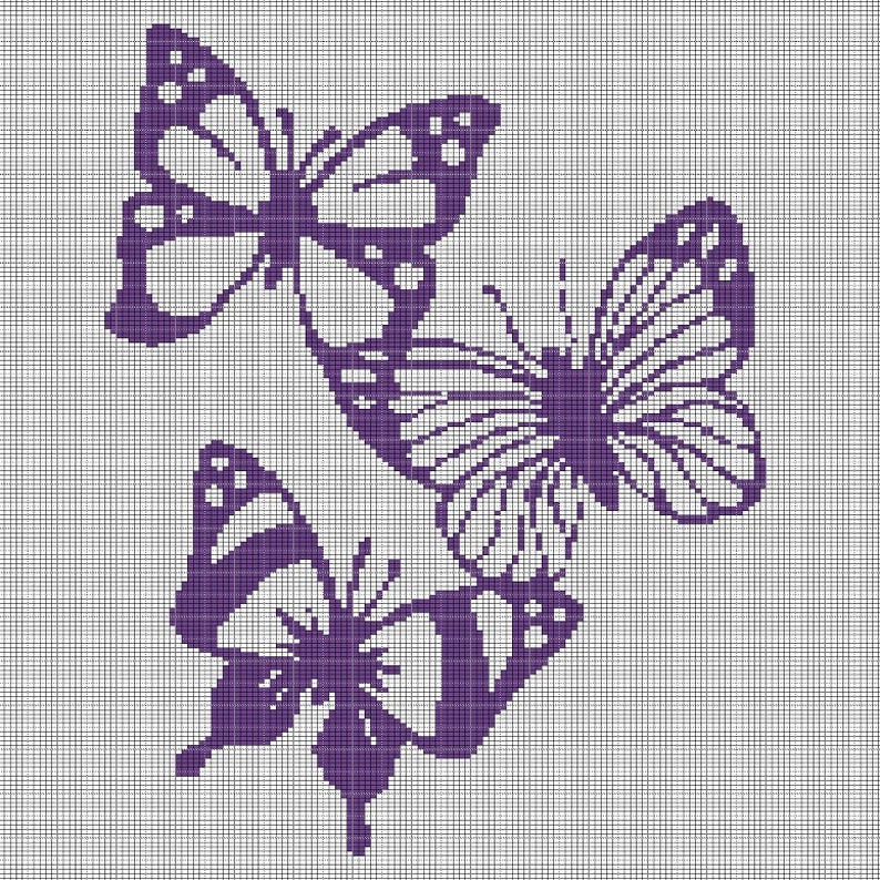 Purple Butterflies Crochet Afghan Pattern Graph - Etsy