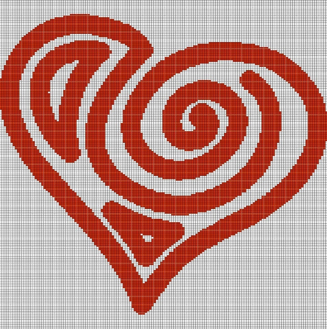 Heart 3 Crochet Afghan Pattern Graph - Etsy