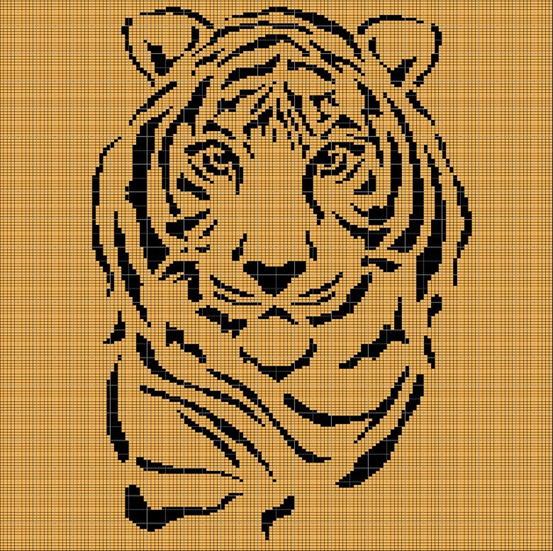Tiger Head 8 Crochet Afghan Pattern Graph - Etsy