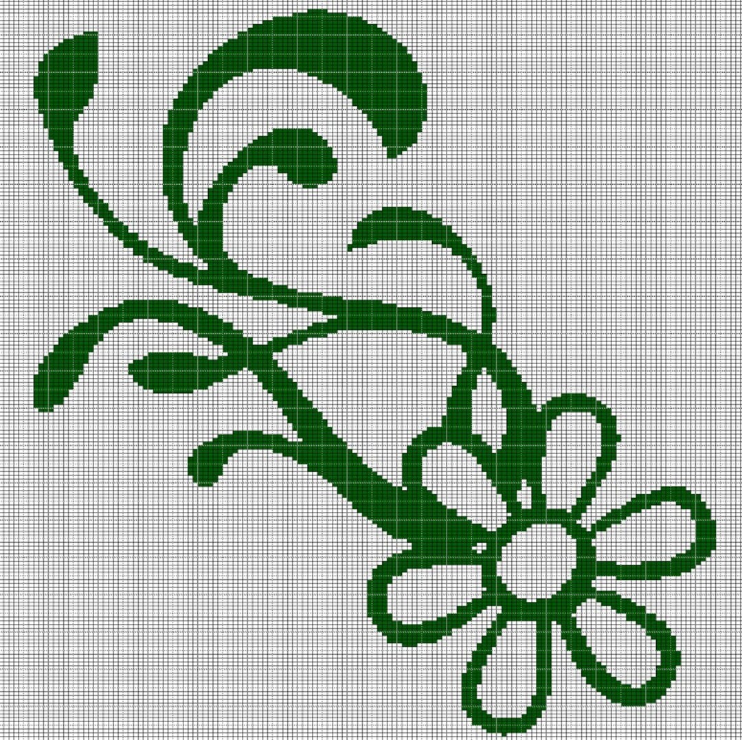 Green Flower 2 Crochet Afghan Pattern Graph - Etsy