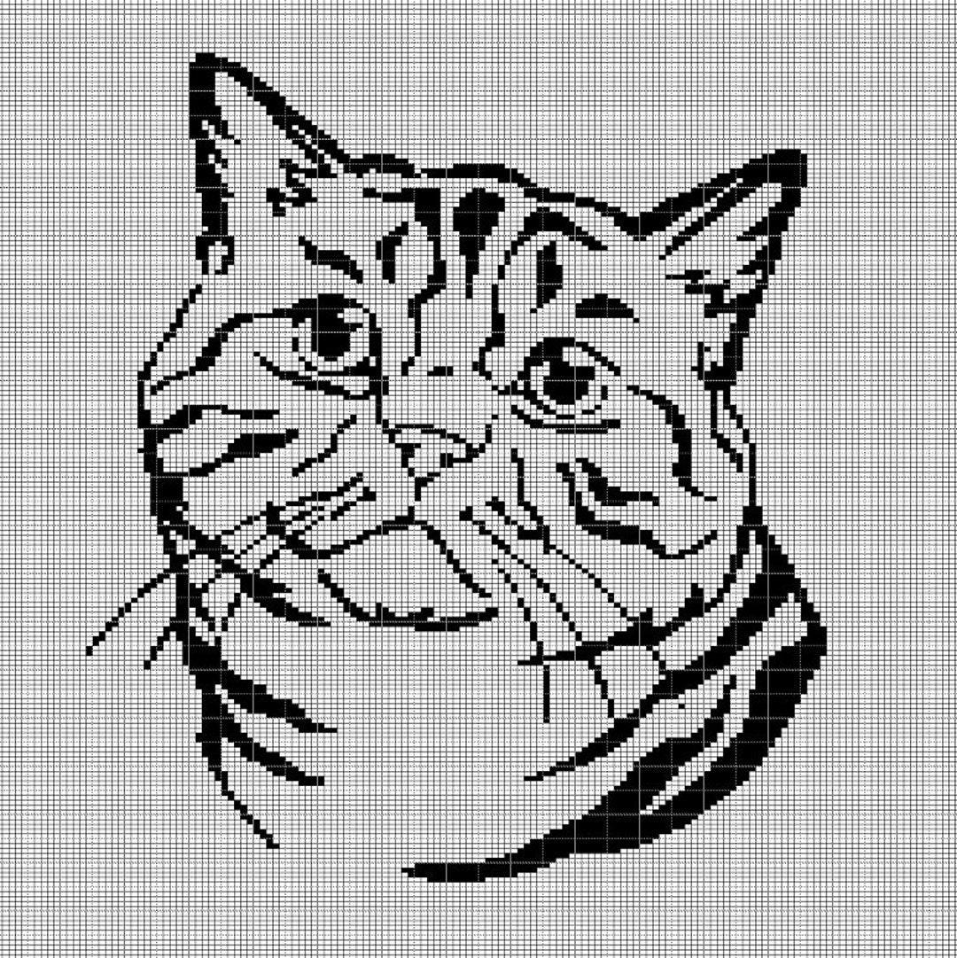 Cat Head 4 Crochet Afghan Pattern Graph - Etsy