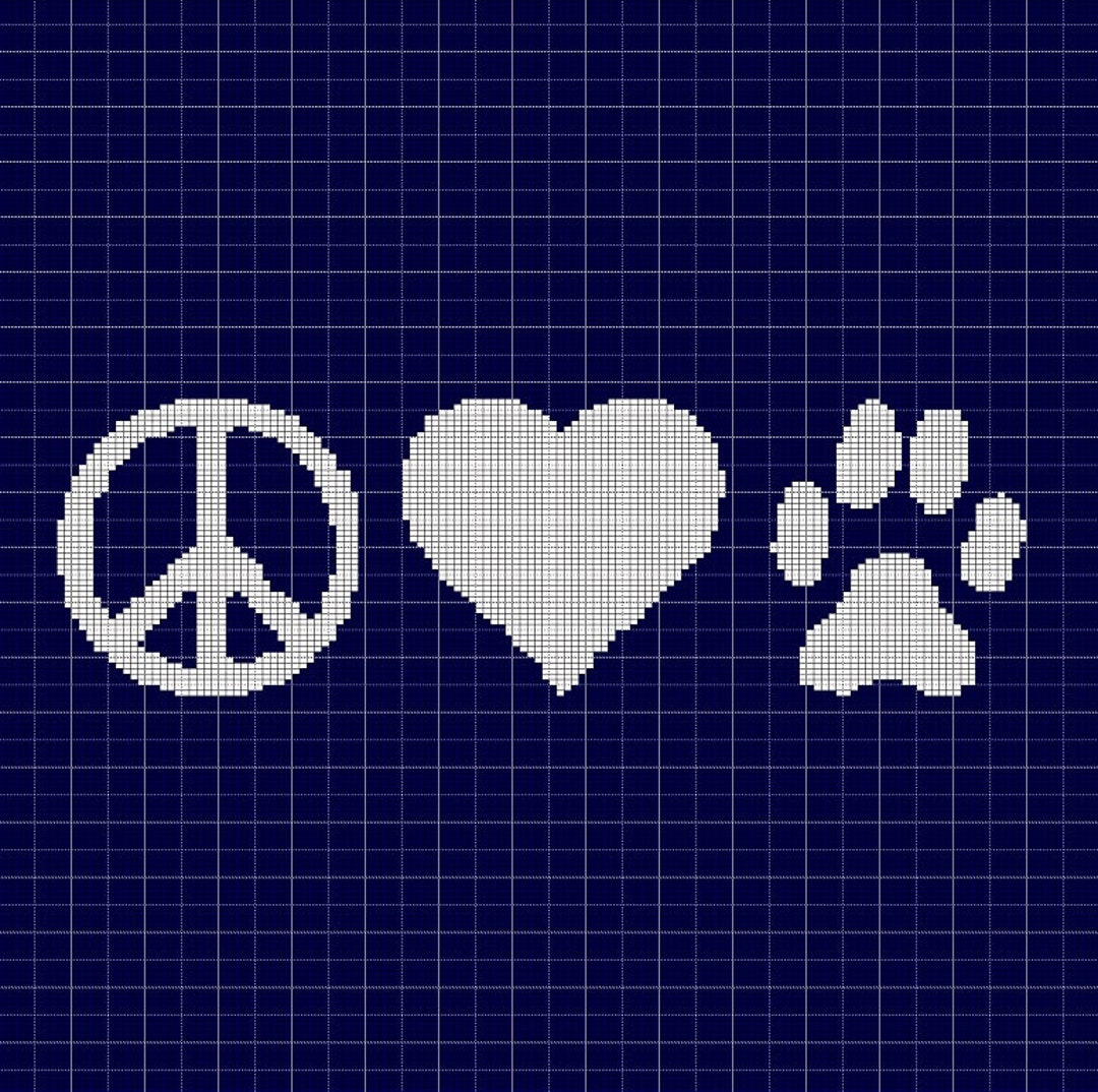 Peace Love Dog Crochet Afghan Pattern Graph - Etsy