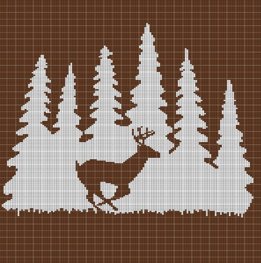 Deer in the Pine Forest Crochet Afghan Pattern Graph - Etsy