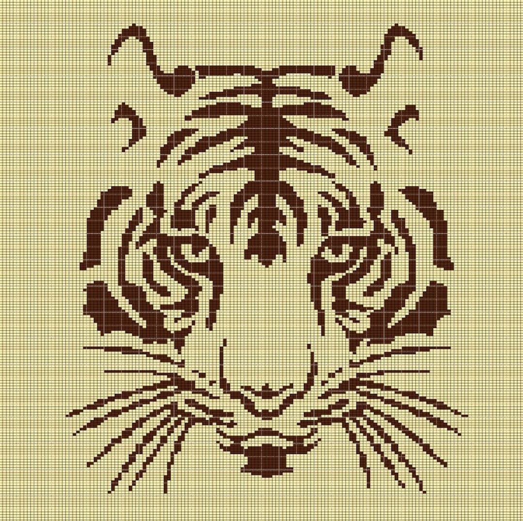Tiger Head 5 Crochet Afghan Pattern Graph - Etsy