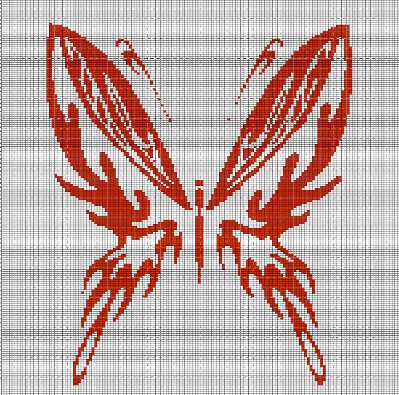 Red Butterfly Crochet Afghan Pattern Graph - Etsy